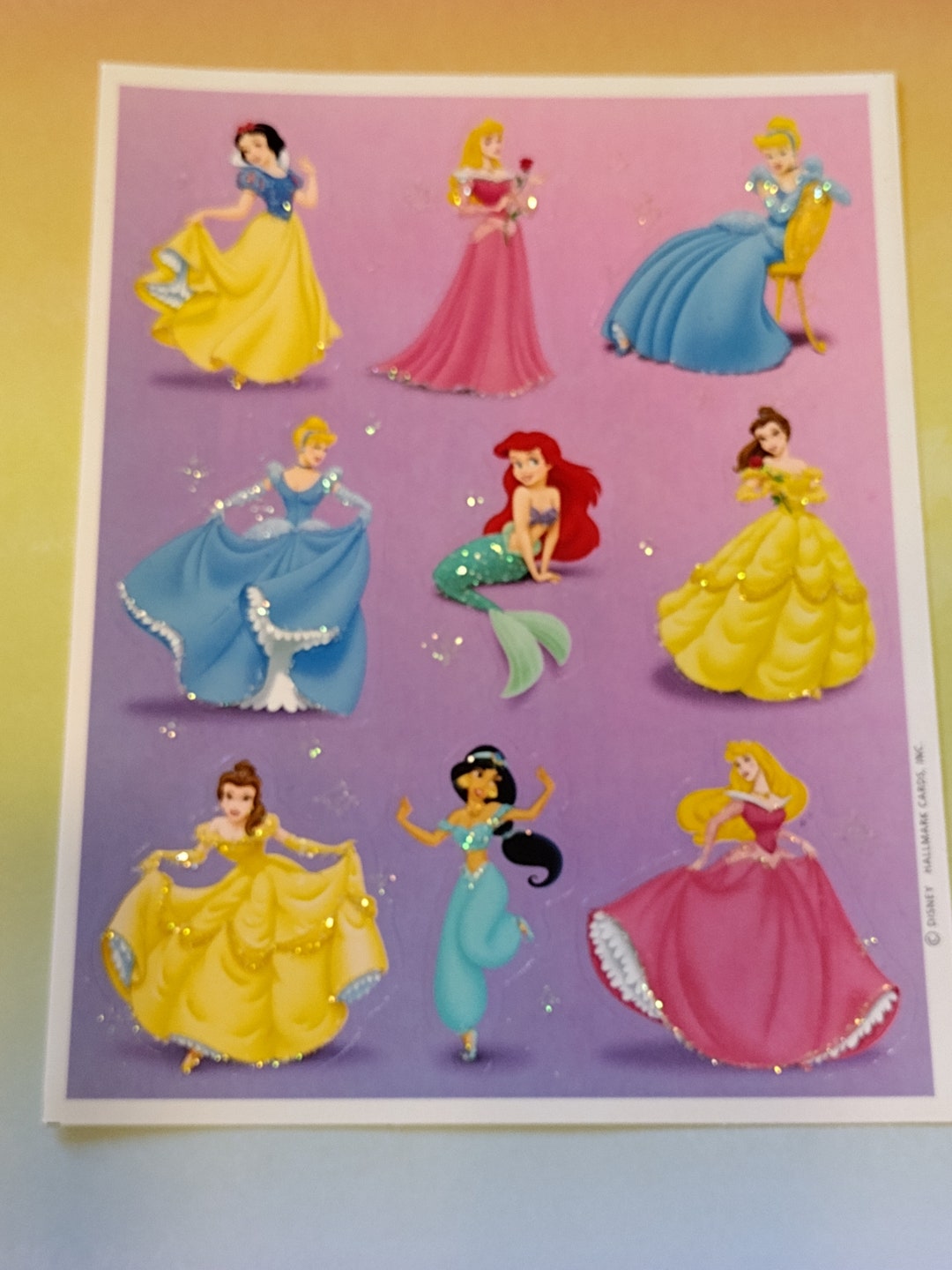 1980s 1990s 2000s Vintage Disney Princesses Glittery Accented Sticker ...