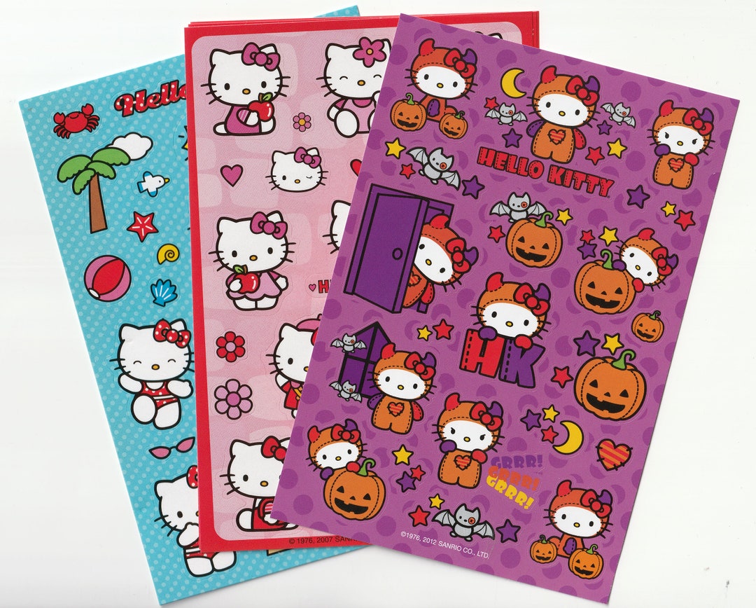 Hello Kitty Sticker Sheets, Halloween, Beach, Hearts/love - You Choose ...