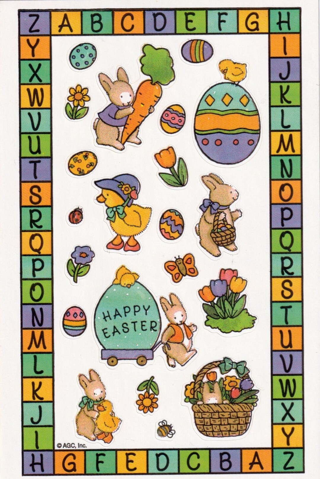 Vintage 1980s 1990s Stickers: American Greetings Easter Bunny Sheet ...