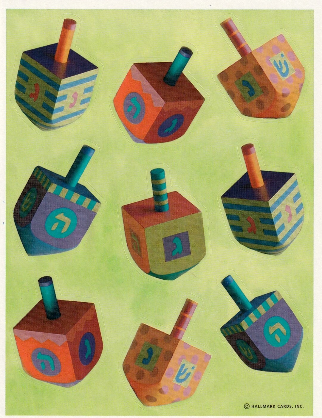 Vintage 1980s 1990s 2000s Hallmark Hanukkah Hanukkah Sticker Sheet ...