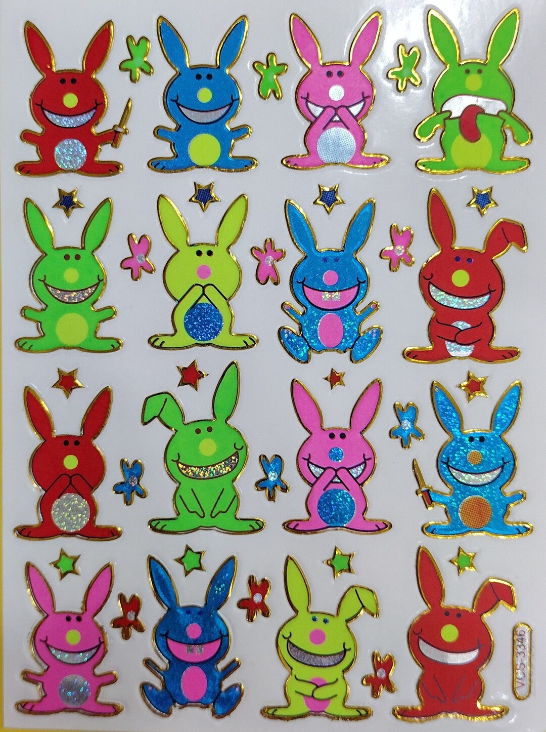Vintage 1980s 1990s 2000s Stickers: Unhappy Rabbit/bunny Prismatic ...