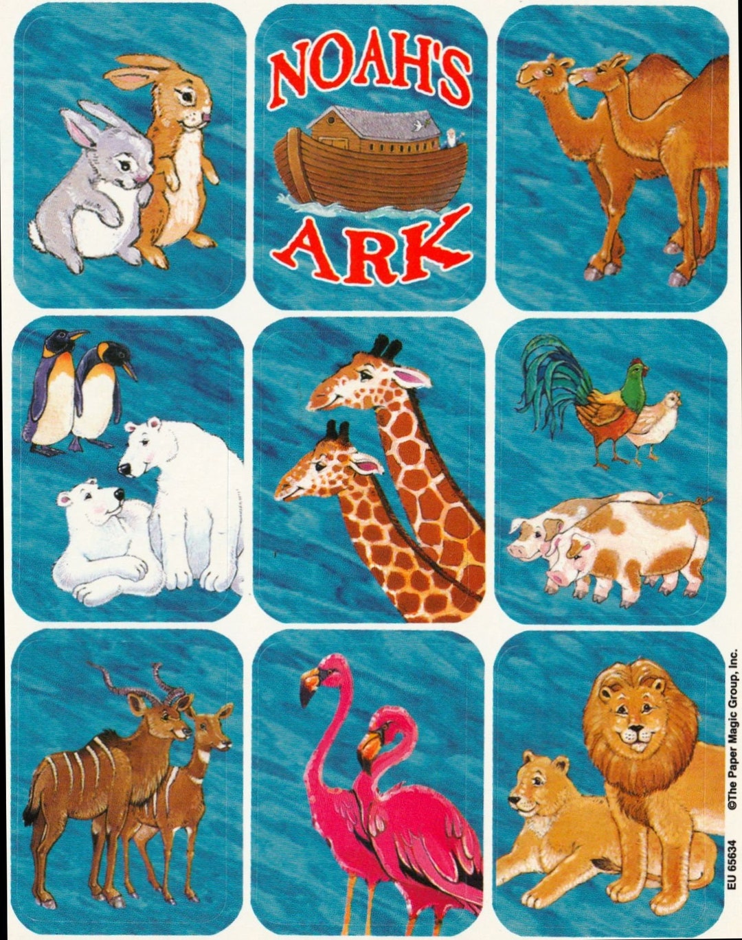 Vintage 1980s 1990s 2000s Paper Magic/eureka Sticker Sheet: Noah's Ark ...