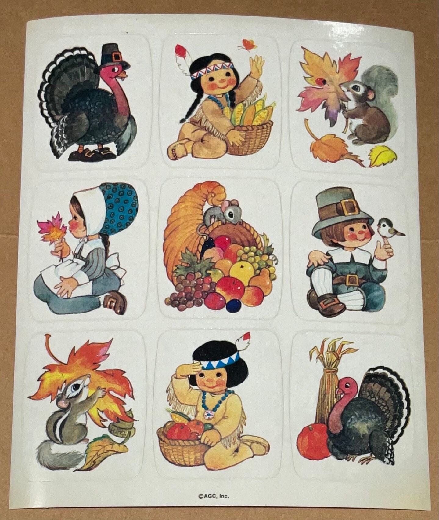 Vintage 1980s 90s Sticker Sheet: AGC Thanksgiving Sheet With a Turkey ...