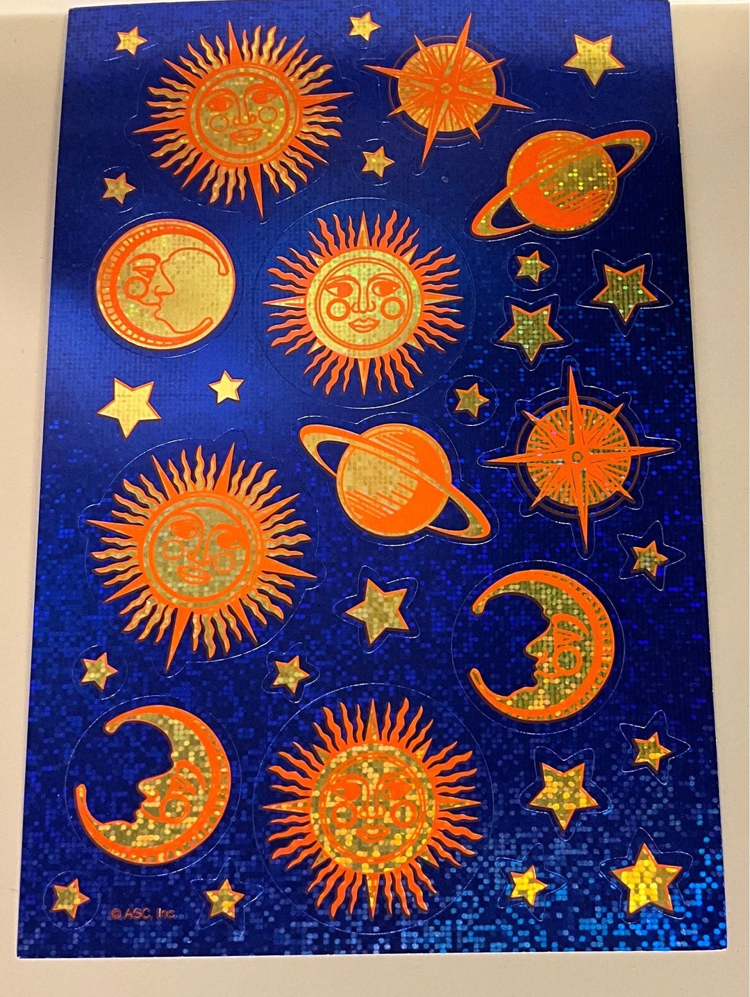 Vintage 1980s 1990s AGC Sticker Sheet, Prismatic/sparkly/glitter Moons ...