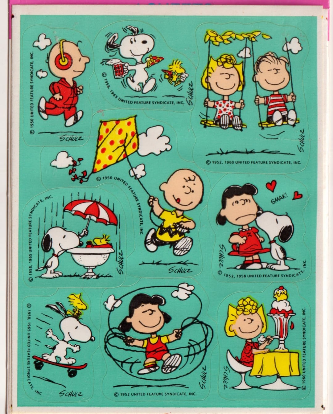 Vintage 1980s 90s Sticker Sheet: Hallmark Peanuts, Charlie Brown ...