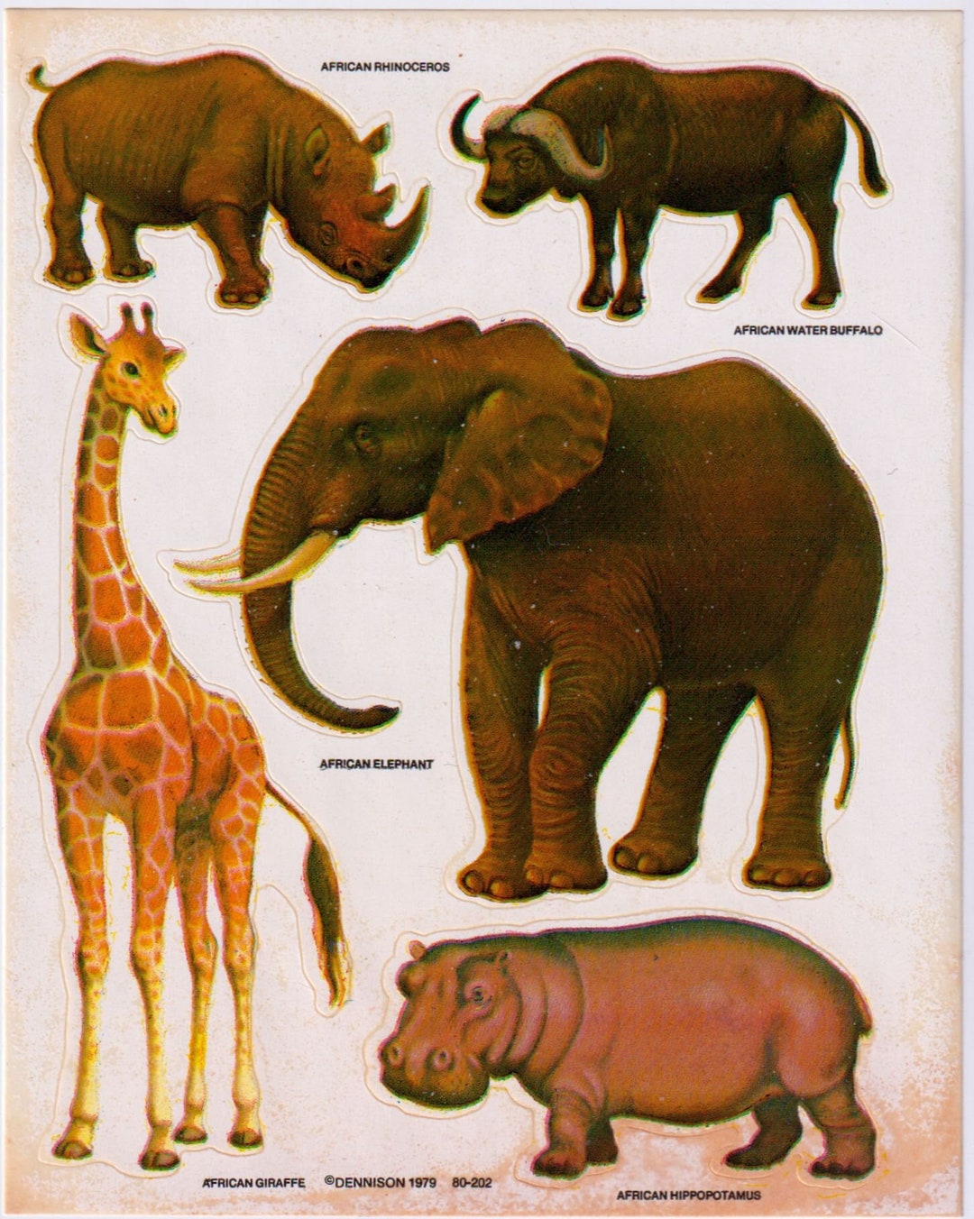 1970s 1980s Dennison Vintage Sticker Sheet, *DISCOLORED*, African ...