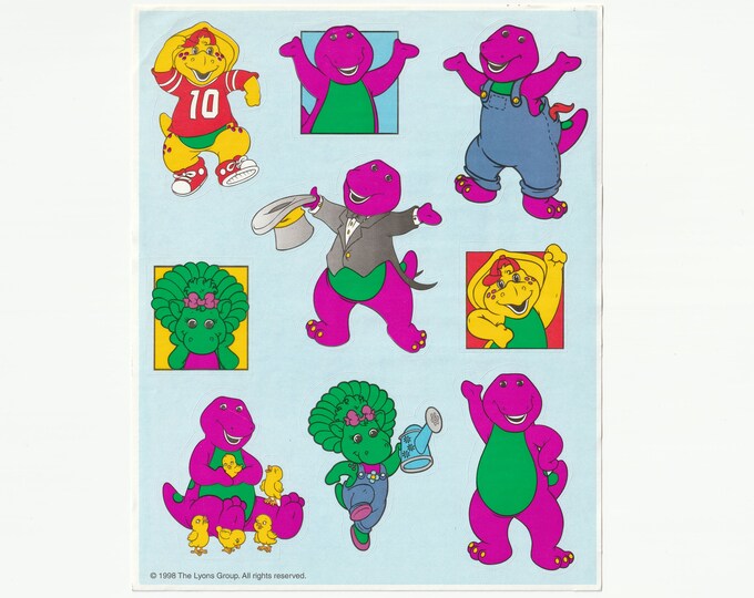 Vintage 1990's Barney and Baby Bop Sticker Sheet by the Lyons Group, I ...