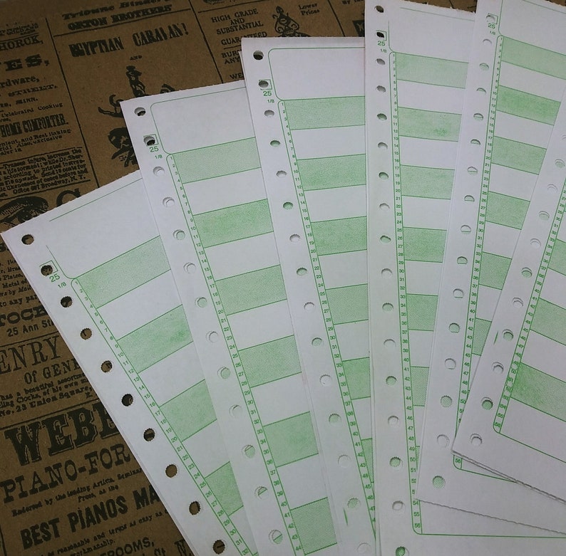 10 Sheets Green Bar Printer Paper Vintage Computers Pin Fed - Etsy