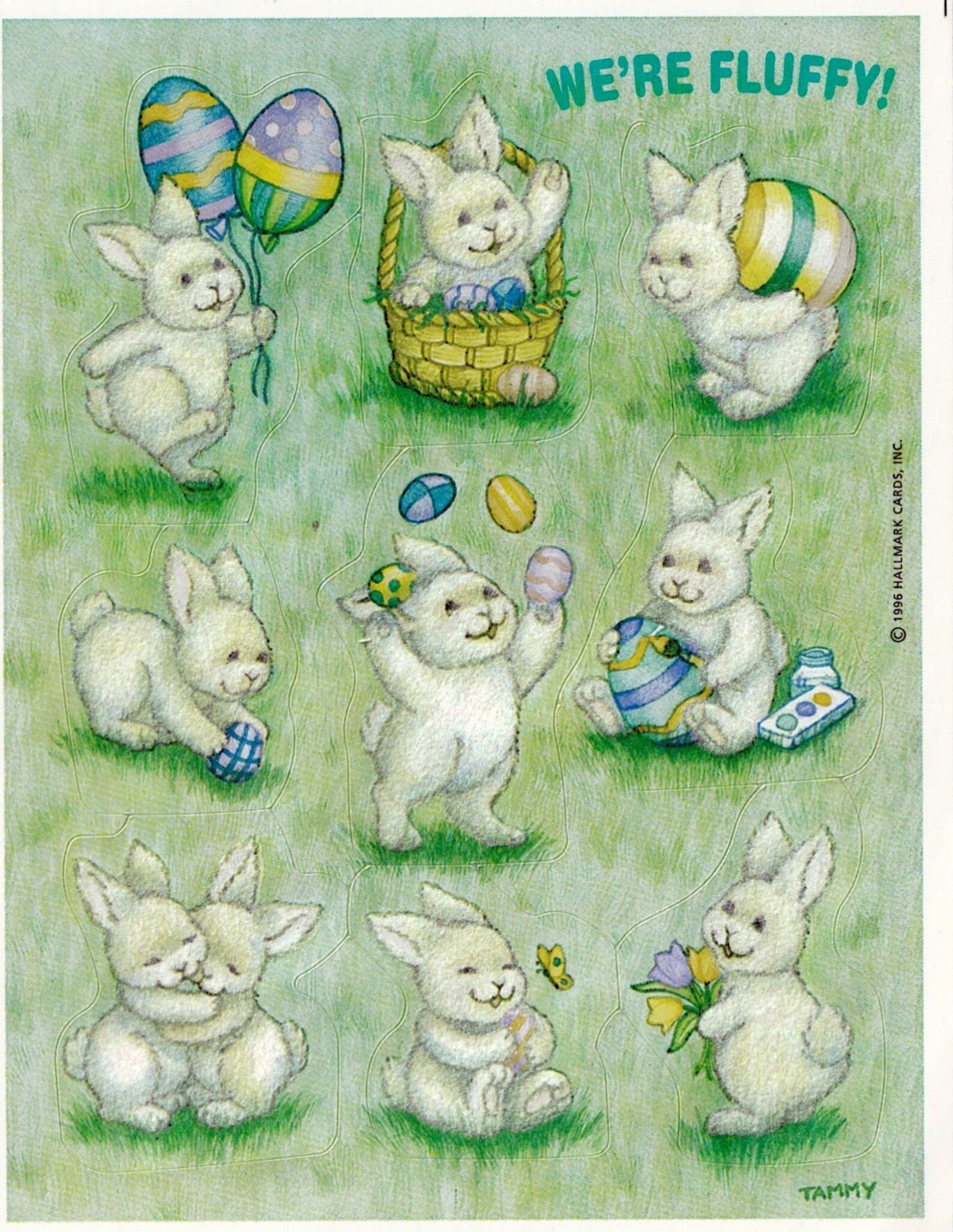 Vintage 1980s 1990s 2000s Hallmark Cute Fluffy Animals Sticker Sheet ...