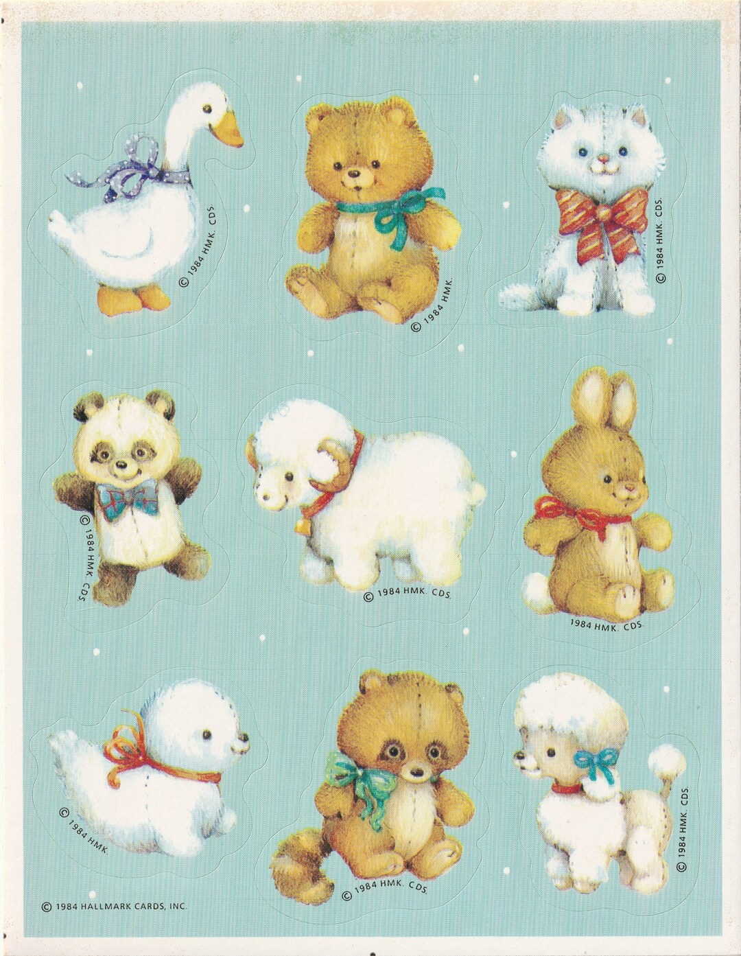 Vintage 1980s 1990s 2000s Hallmark Cute Fluffy Animals Sticker Sheet ...