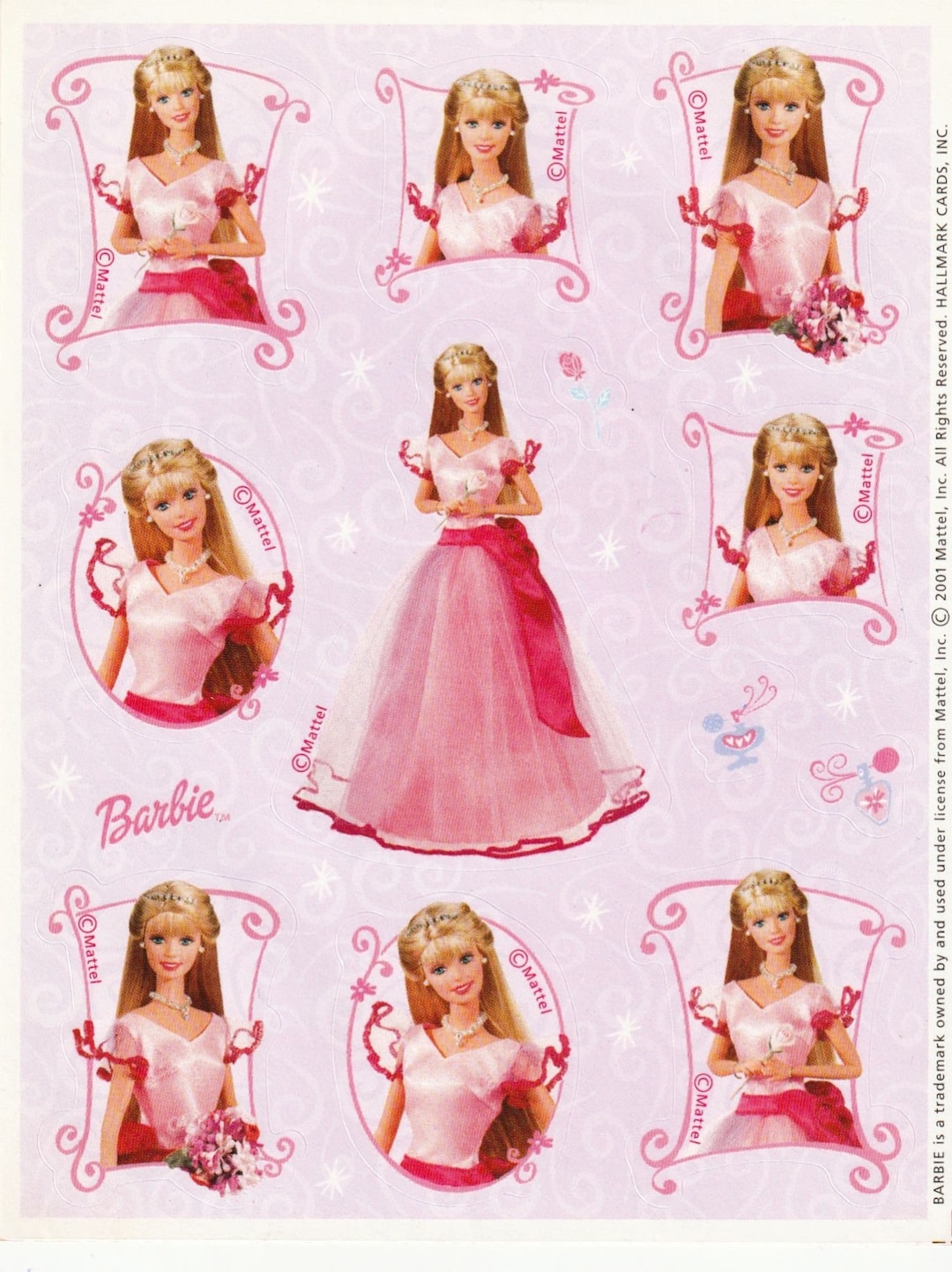 Vintage 1980s 1990s Barbie Sticker Sheet by Hallmark/mattel, Pink ...