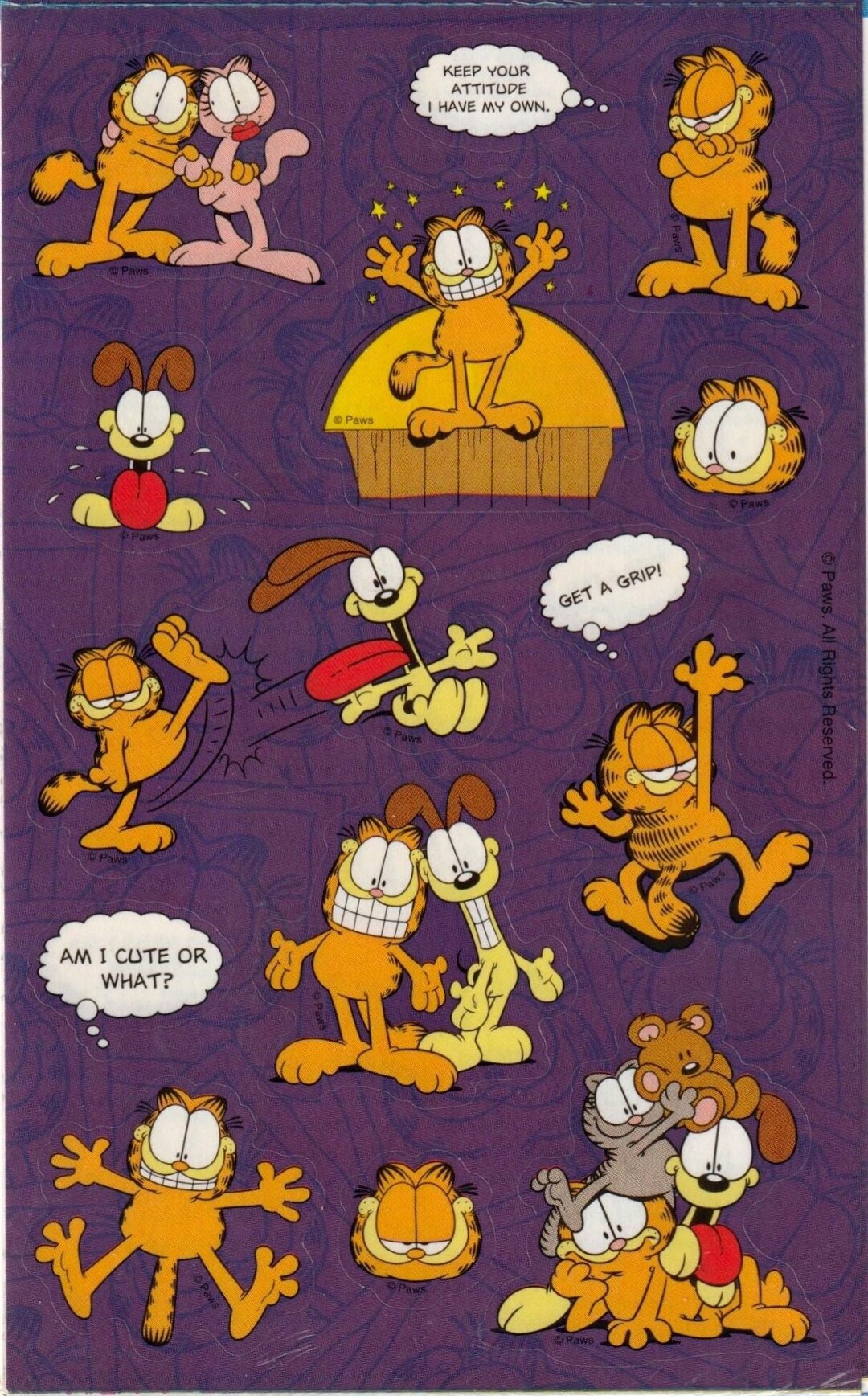 Vintage 1980s 1990s 2000s Garfield by Jim Davis Sandylion Maxi Sticker ...
