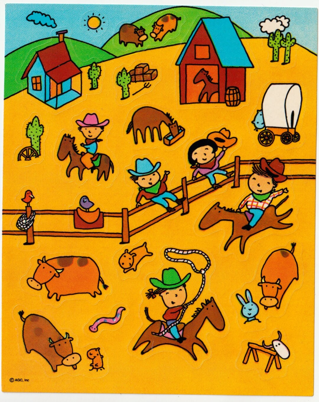 Vintage 1980s 1990s American Greetings Cute Rodeo Cowboy Kids Sticker ...