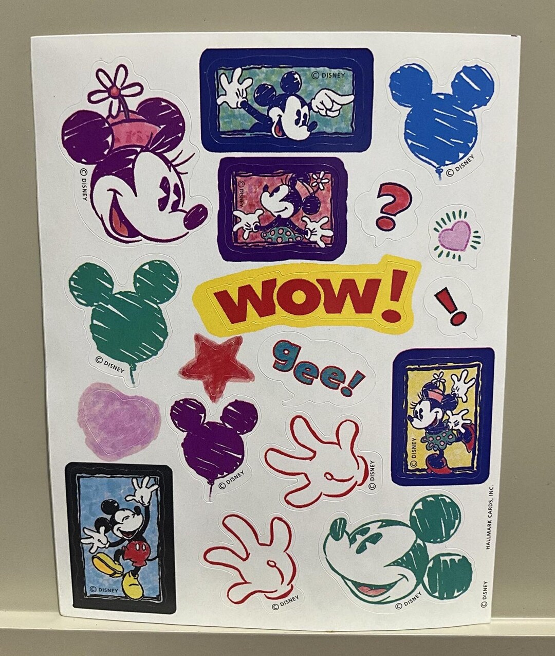Vintage 1980s 1990s 2000s Hallmark Mickey Mouse Disney Sticker Sheet ...