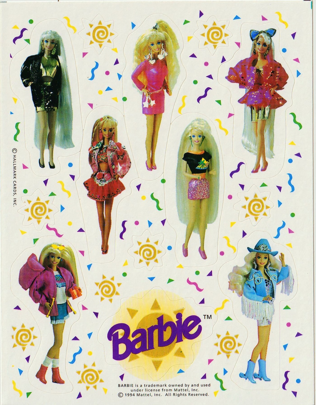 Vintage 1980s 1990s Barbie Doll Sticker Sheet by Hallmark/mattel ...