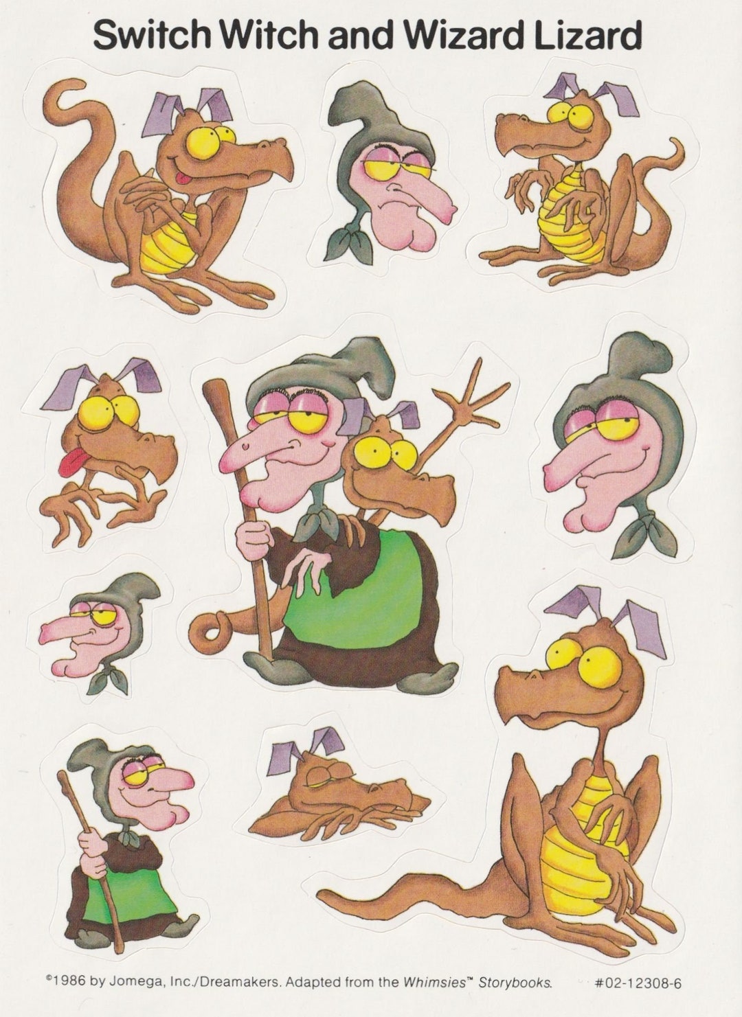 Vintage 1980s 90s Sticker Sheet: Switch Witch and Wizard Lizard Sticker ...