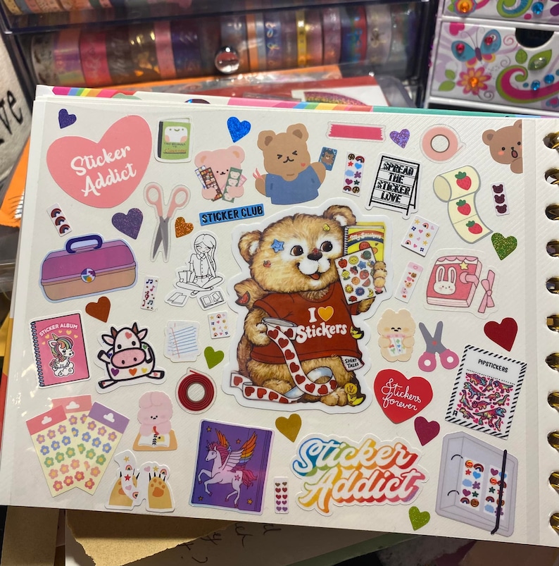 Vinyl Sticker I Love Stickers Teddy Bear Holding Vintage - Etsy