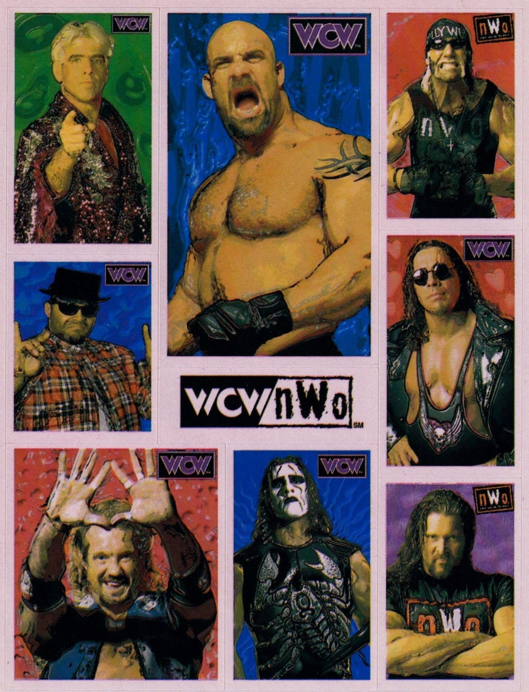 Vintage 1980s 1990s 2000s Sticker Sheet, WCW MWO Professional Wrestling ...