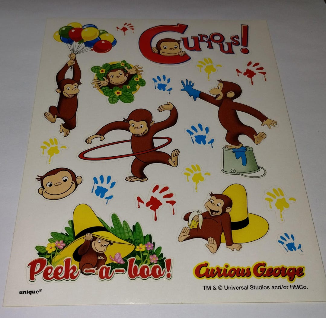Vintage 1980s 1990s 2000s Curious George Sticker Sheet by Unique - Etsy