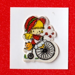 1980s 1990s 2000s Vintage Old Fashioned Girl on Bicycle, Flocked/fuzzy Puffy Sticker, Rare and ...