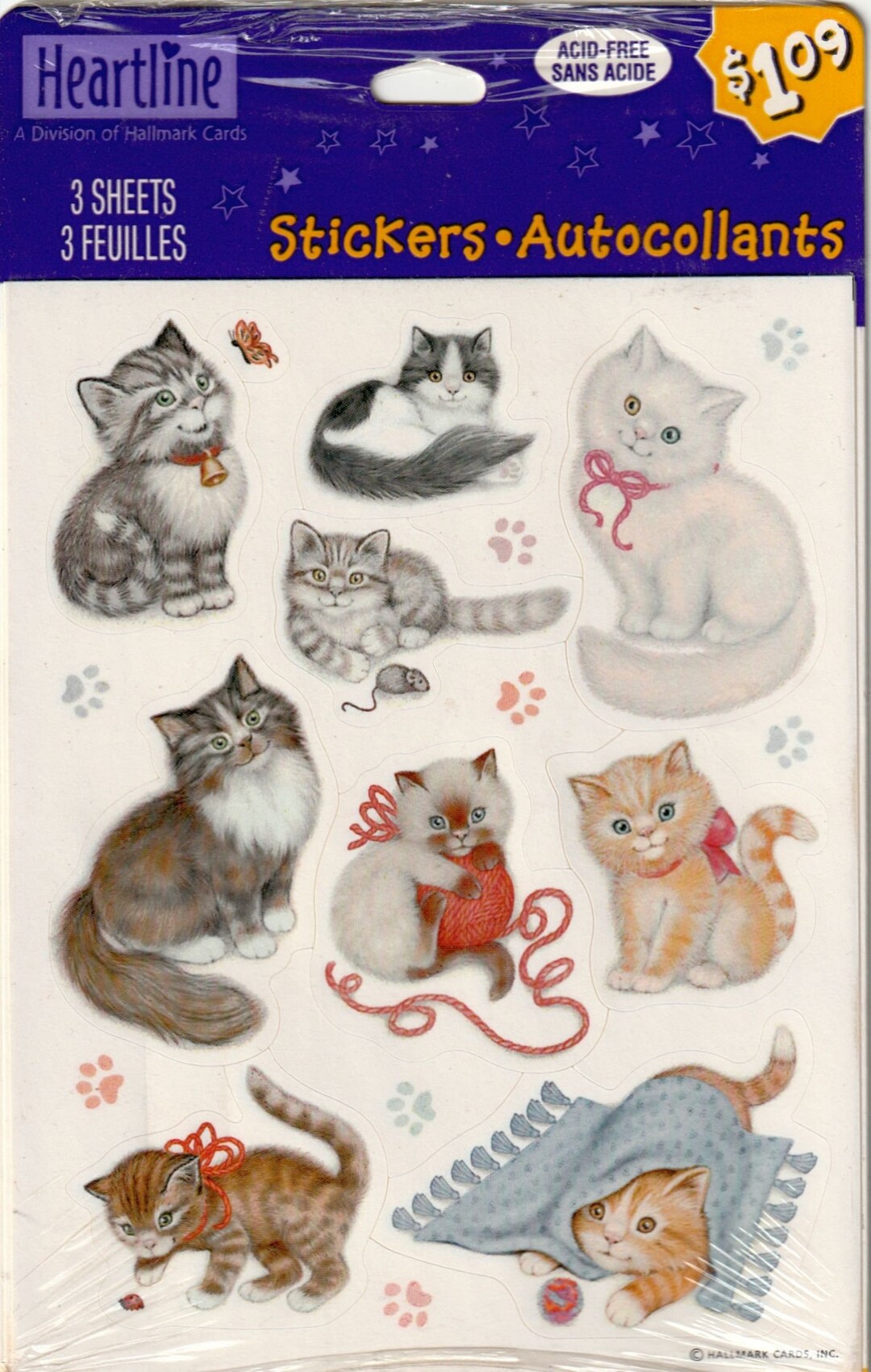 Vintage 1980s 1990s 2000s Hallmark Cats and Kittens Being Cute Sticker ...