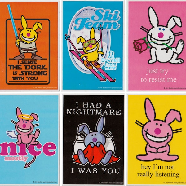 Happy Bunny Stickers - Etsy
