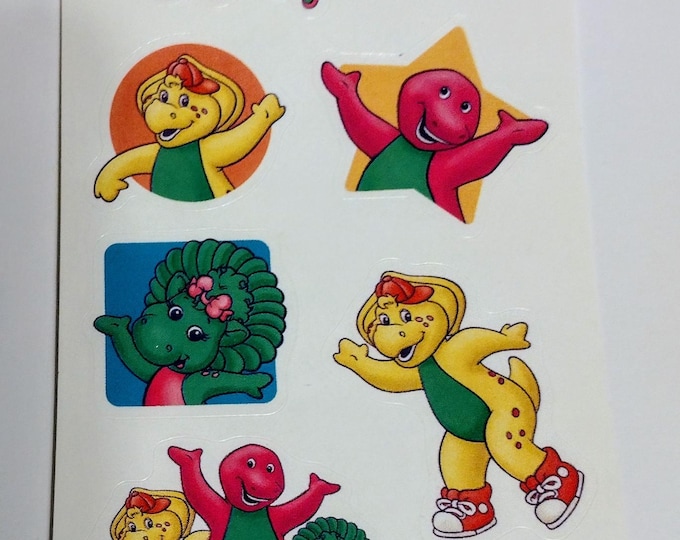 Vintage 1990s Hallmark Barney the Purple Dinosaur With Baby Bop Sticker ...