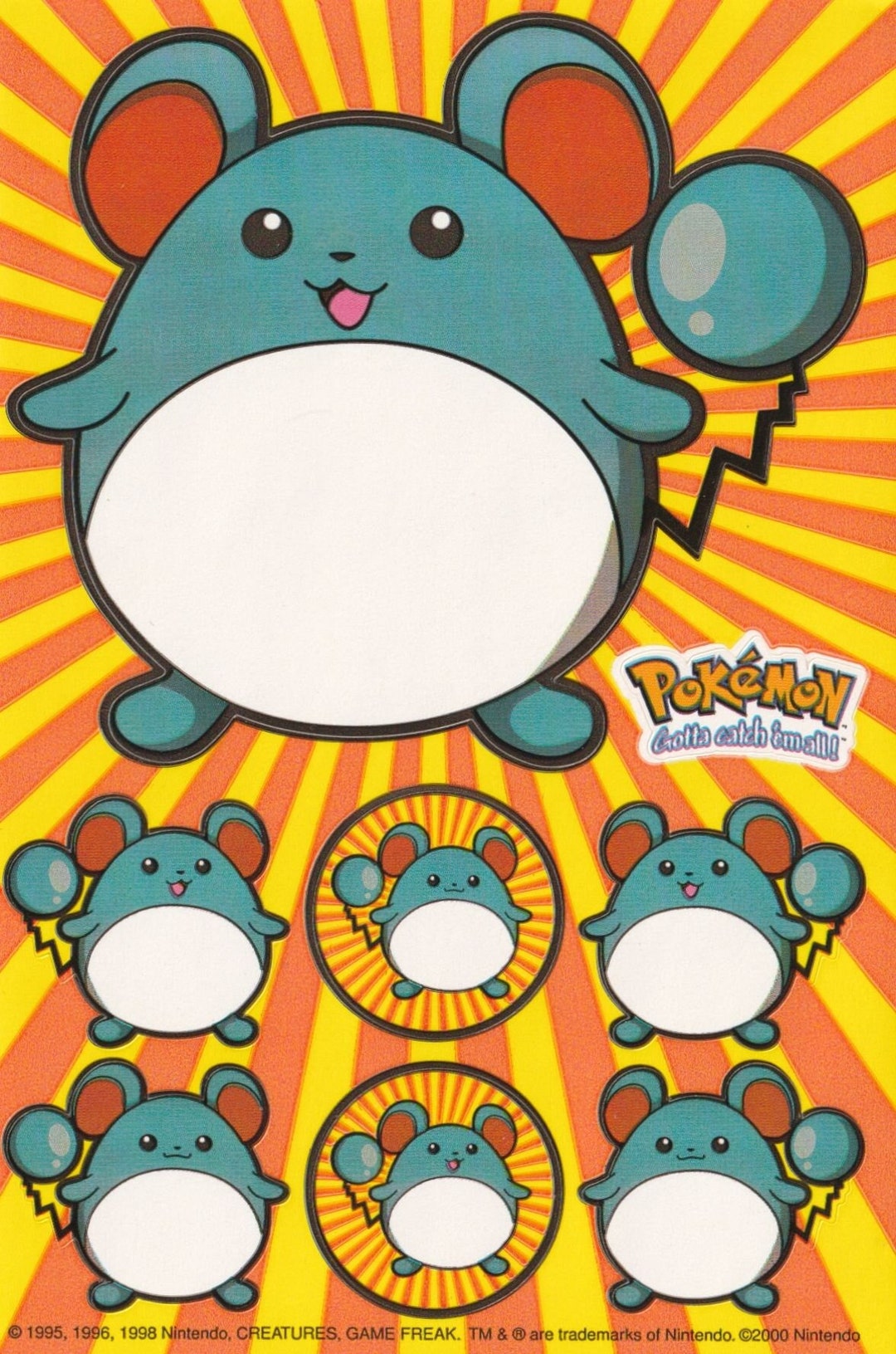 1980s 1990s 2000s Vintage Sticker Sheet, American Greetings Pokemon ...