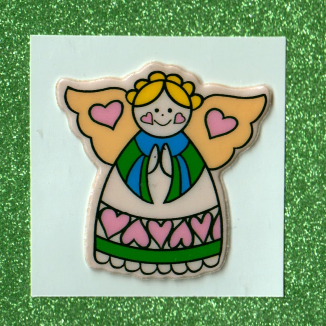 1980s 1990s 2000s Vintage Stained Glass Lookalike Angel With Heart ...