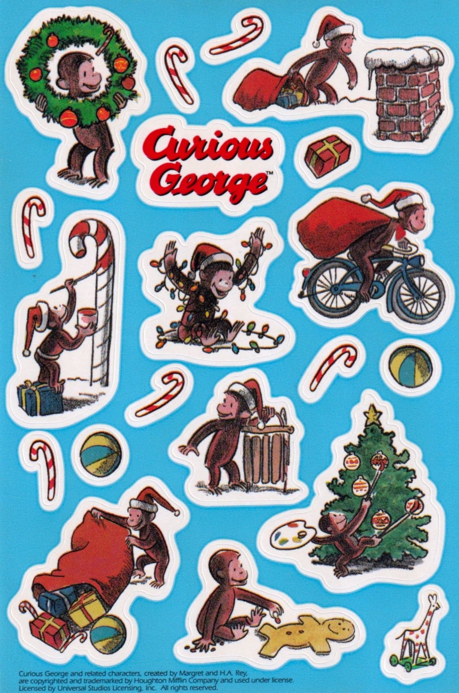 Vintage 1980s 1990s 2000s Curious George Sticker Sheet by American ...