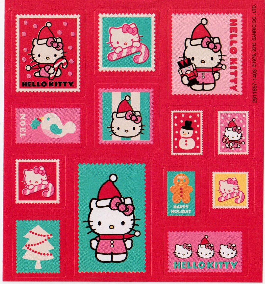 2015 Hello Kitty Holiday/christmas Sticker Sheet, Small Sheet Looks ...