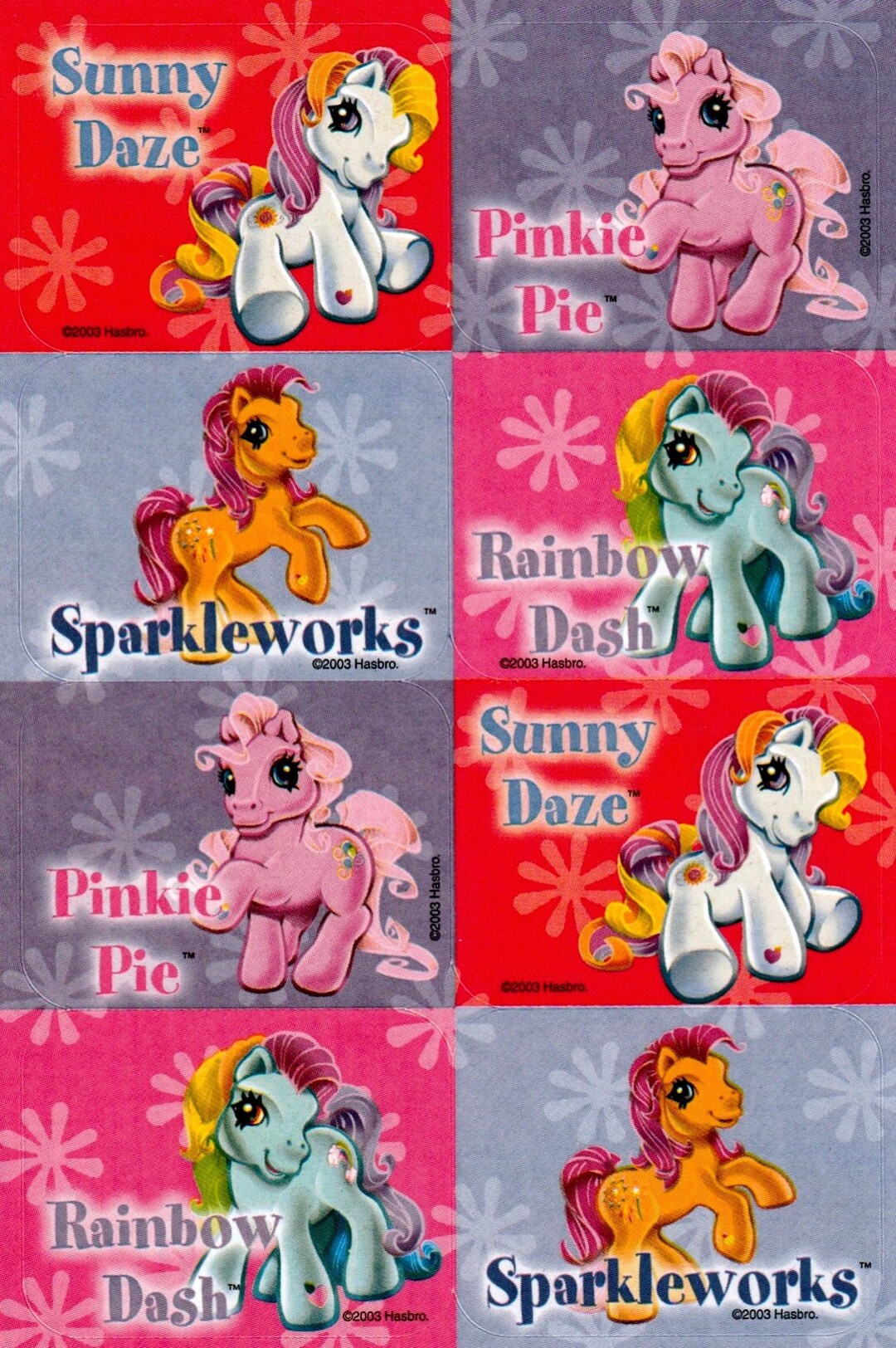 2003 My Little Pony Sticker Sheet, Single Loose Sheet, AGC, American ...