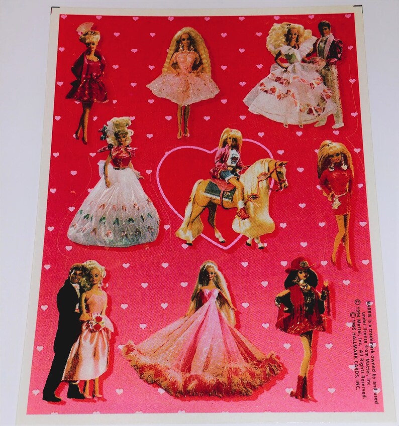 Vintage 1980s 1990s Barbie Sticker Sheet by Hallmark/mattel - Etsy