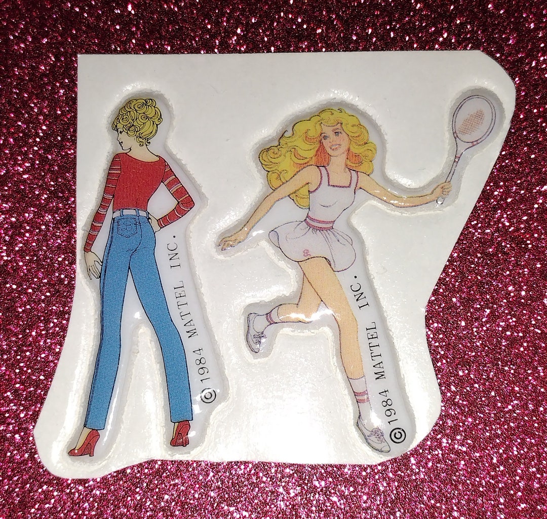 1980s Vintage Pink Barbie Doll Puffy Stickers, Barbie in Jeans and ...