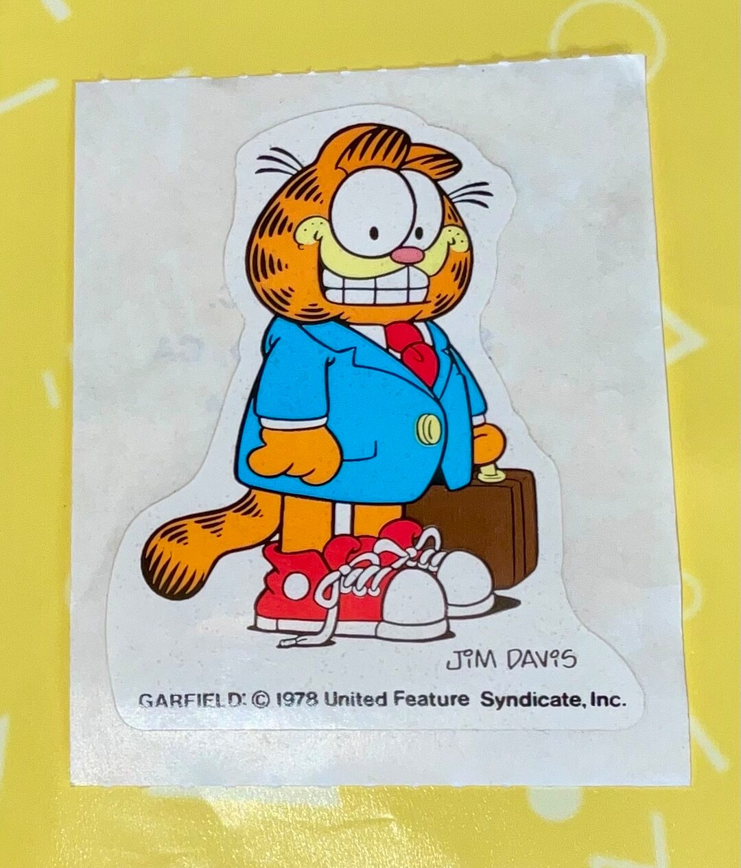 Vintage 1980s 1990s 2000s Garfield in Business Suit Large Sticker Mod ...