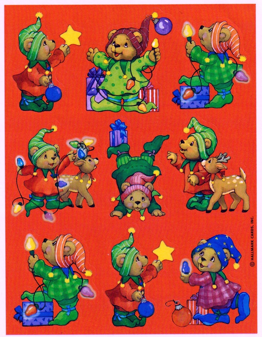 Vintage 1980s 1990s 2000s Hallmark Christmas Sticker Sheet - Etsy