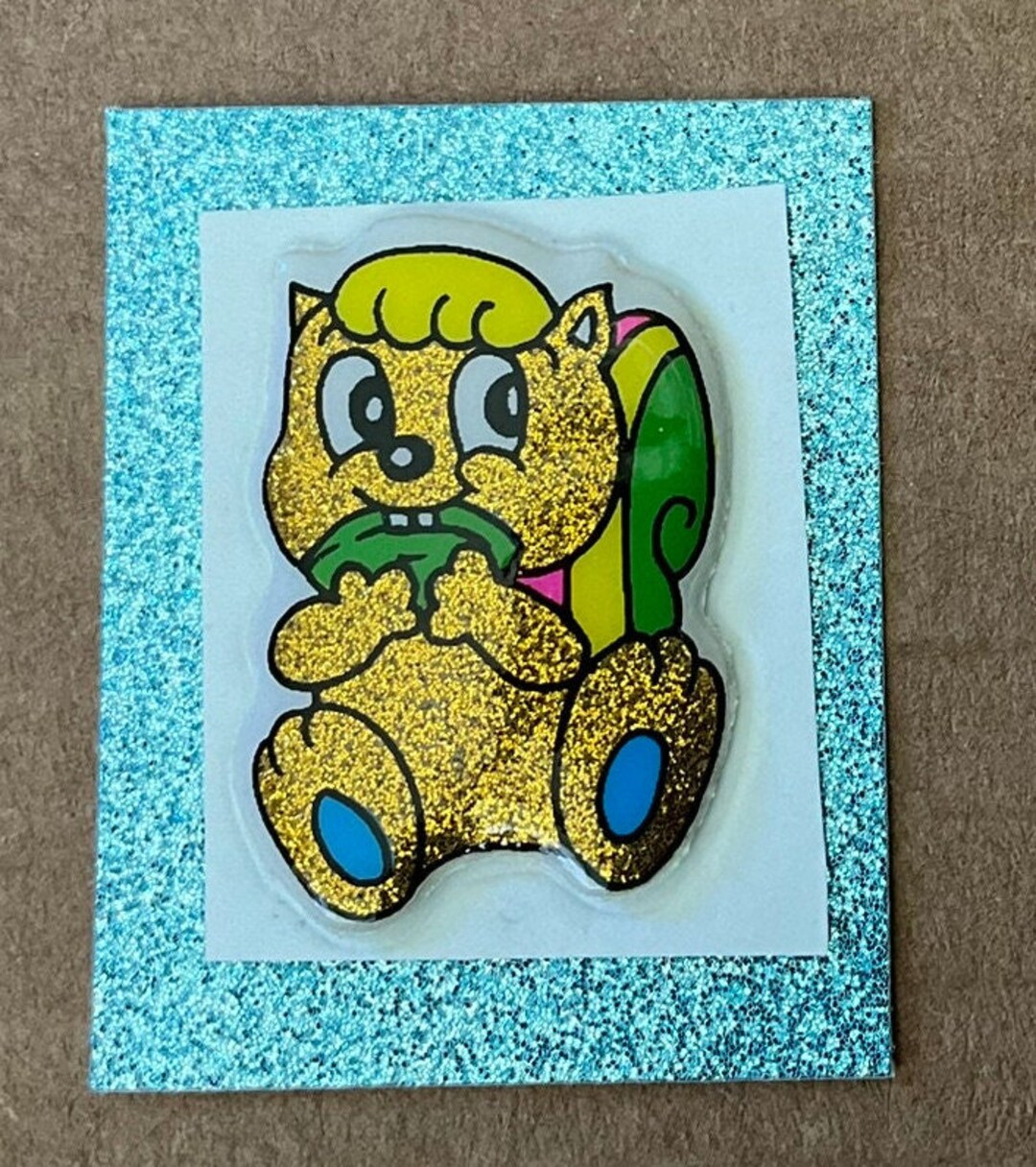 1980s Vintage Sparkly Glitter Puffy Sticker on Original Trimmed Back ...