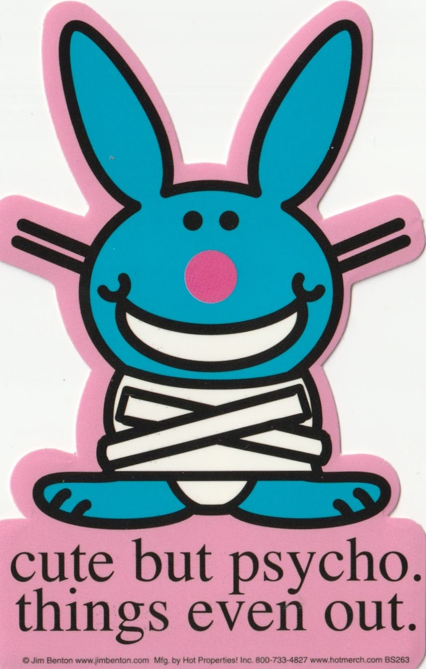 Vintage 1980s 1990s 2000s Stickers: Jim Benton's It's Happy Bunny Die ...