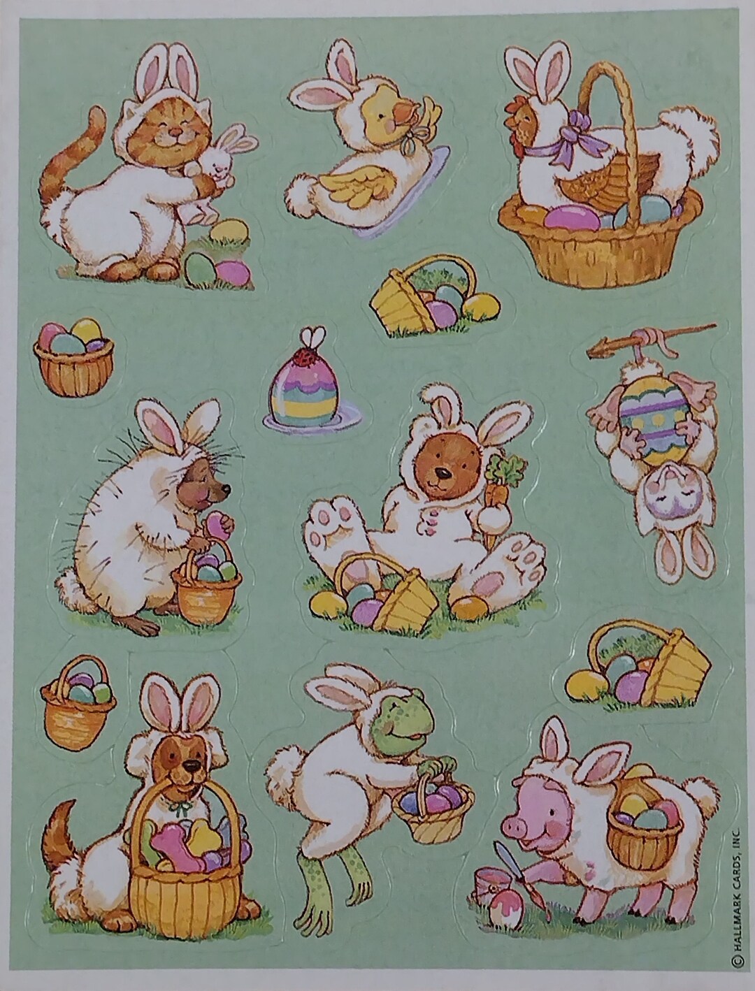 Vintage 1980s Hallmark Cute Animals in Costumes Spring Easter Sticker ...