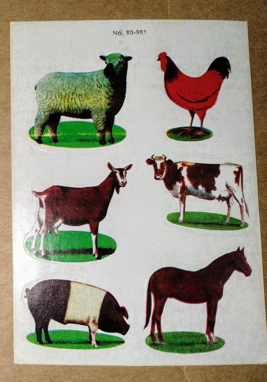 1980s Vintage Sticker Sheet, Dennison Cute Farm Animals, No 80-961 ...