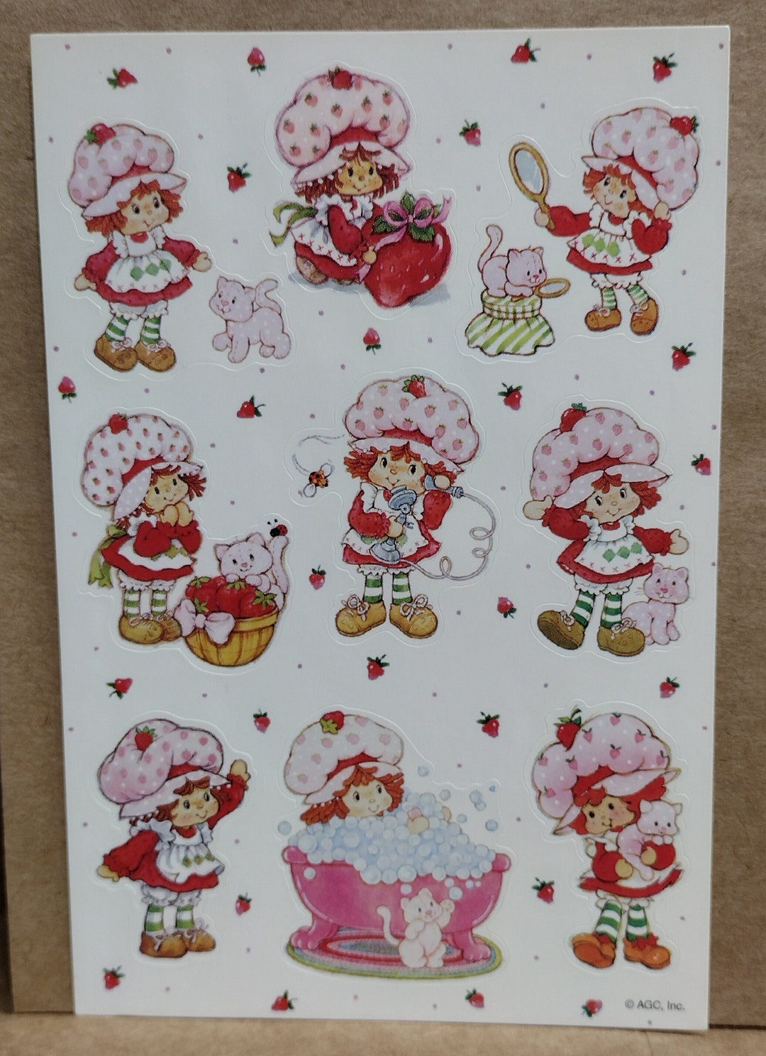 Strawberry Shortcake and Custard the Cat Single Sticker Sheet 1980s ...