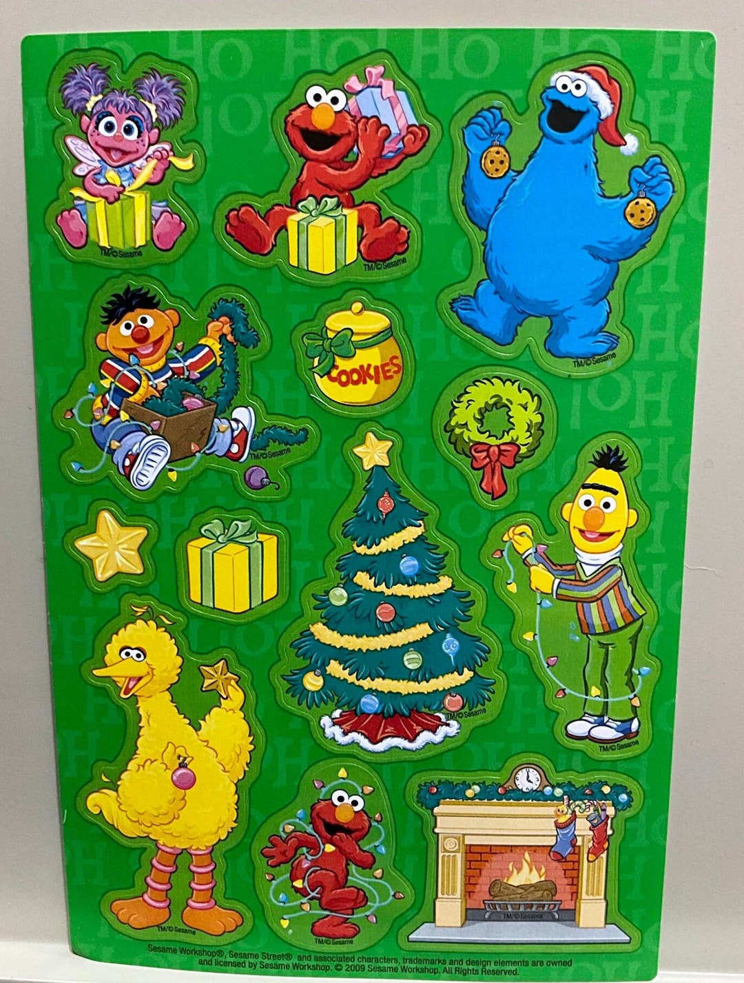 1980s 1990s 2000s Vintage Sesame Street Christmas Holiday Sticker Sheet ...