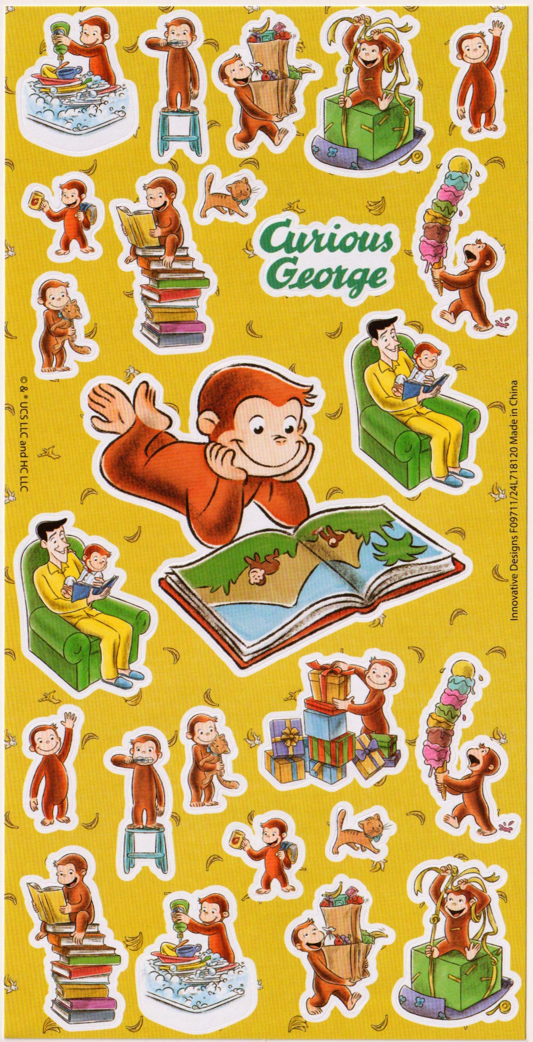 Modern 2000s Curious George Sticker Sheet - Etsy