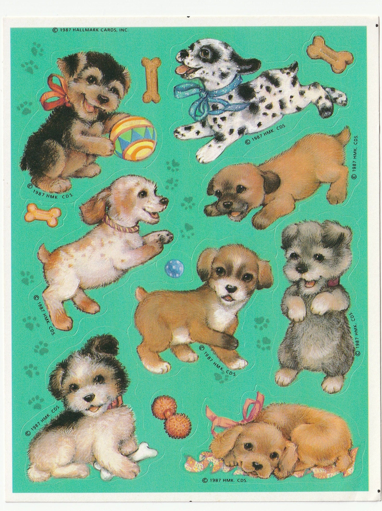 1980s 1990s Vintage Puppy Dog Sticker Sheet by Hallmark - Cute ...