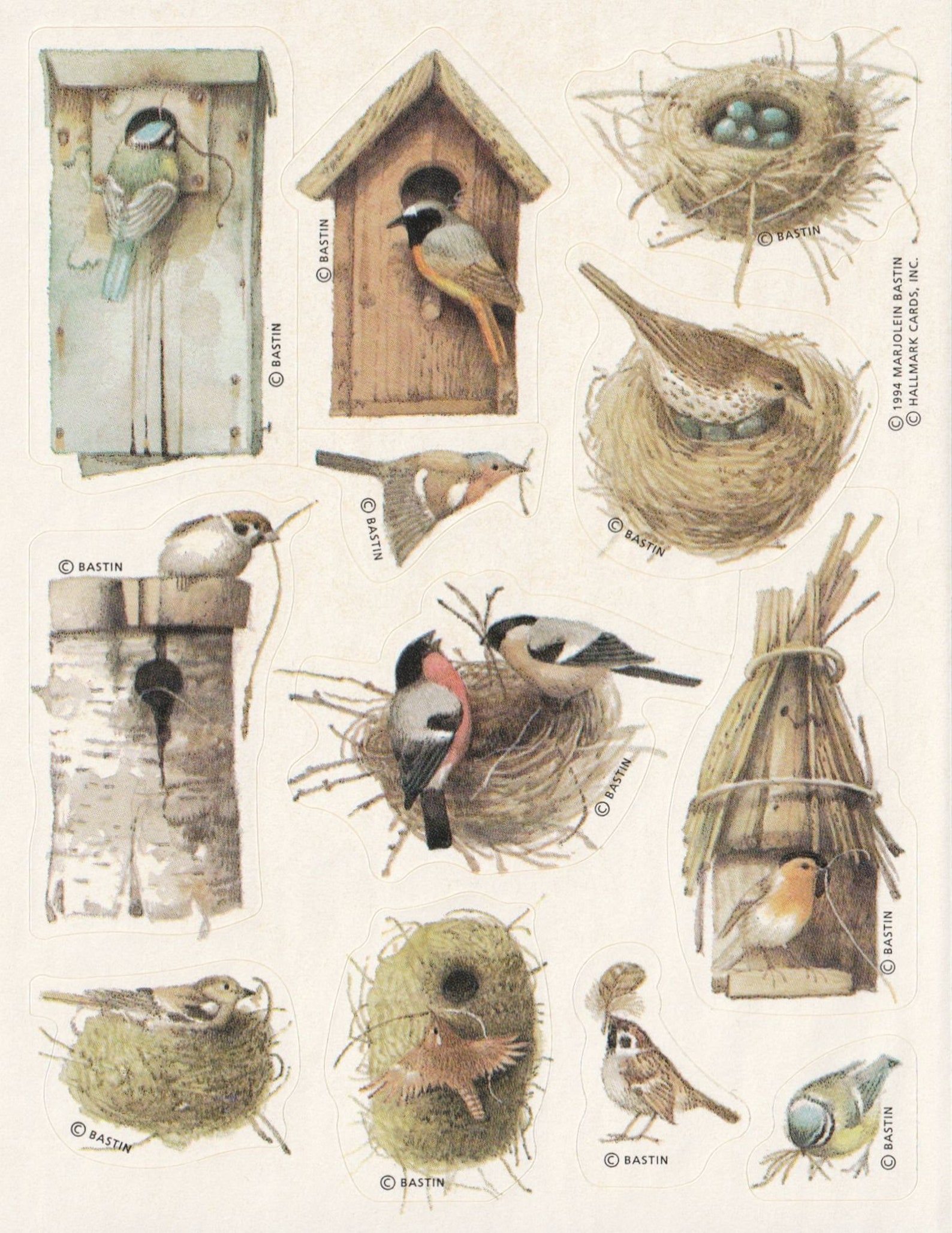 Vintage 1980s 1990s 2000s Hallmark Bird Houses, Roses/flowers Sticker ...