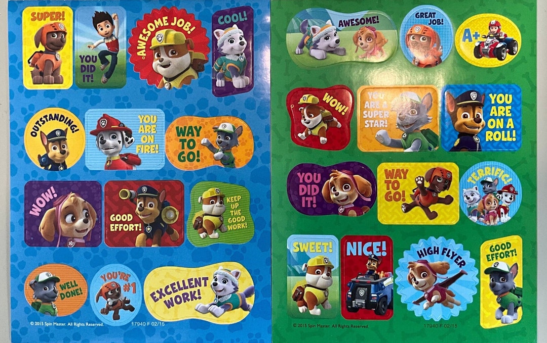 Paw Patrol Set of 2 Character Sticker Sheets - Etsy