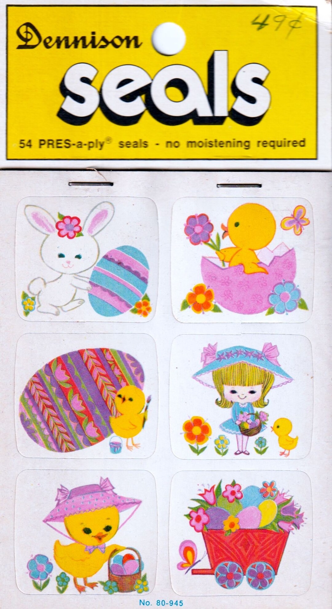 1980s Vintage Dennison Sticker Sheet, Bright Spring Colored Easter ...