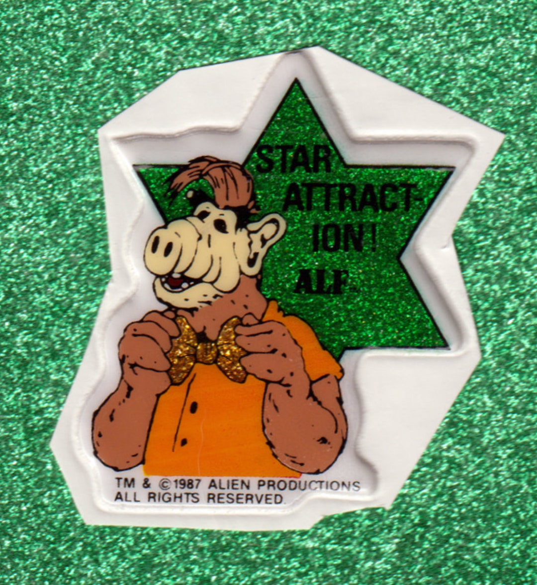 1980s Vintage ALF Puffy Sticker, Star Attraction - GLITTER ...