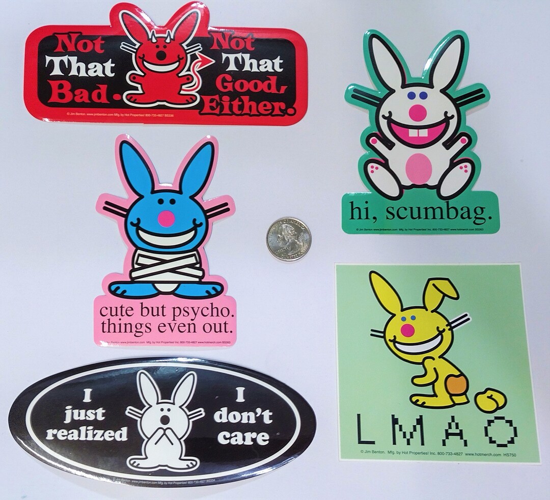 Vintage 1980s 1990s 2000s Stickers: Jim Benton's It's Happy Bunny ...