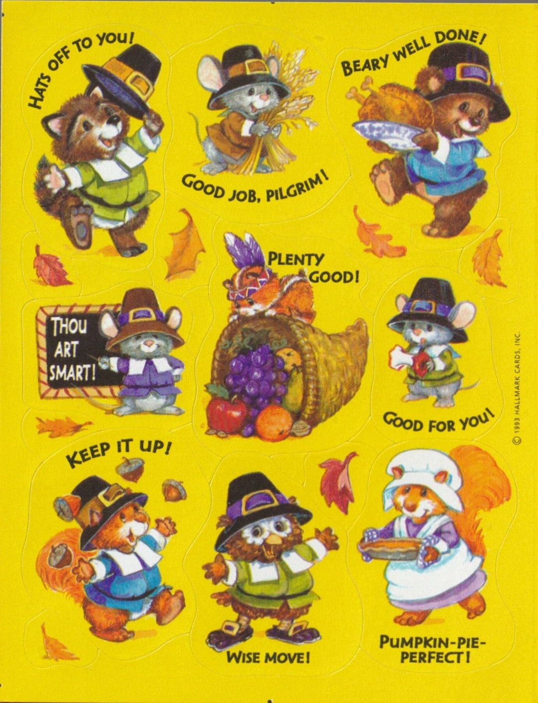 Vintage 1980s 1990s Hallmark Woodland Critters/animals Thanksgiving ...